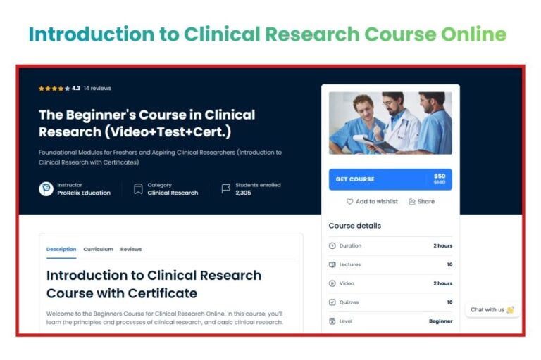 Introduction to Clinical Research Course Online with Certificate